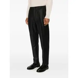 Tagliatore Grey Pinstripe Tailored Wool Trousers