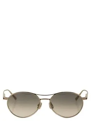 Brunello Cucinelli Titanium Aviator Sunglasses With Crystal Lenses - Cream