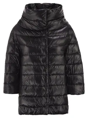 Herno Aminta Ultralight Nylon Down Jacket With Three-quarter Sleeves - Black