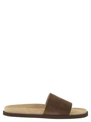 Brunello Cucinelli Flat Suede Sandals - Brown