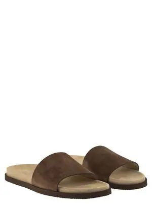 Brunello Cucinelli Flat Suede Sandals - Brown