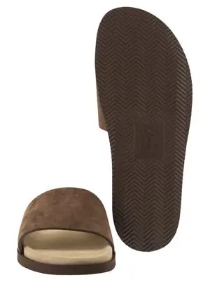 Brunello Cucinelli Flat Suede Sandals - Brown