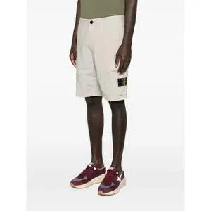 Stone Island Beige Cargo Shorts With Detachable Compass Badge