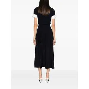SELF-PORTRAIT Navy Charm Detail Pointelle Knit Dress