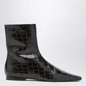 TOTEME Crocodile-effect Leather Chelsea Boots With Zip - Brown