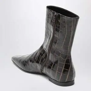 TOTEME Crocodile-effect Leather Chelsea Boots With Zip - Brown