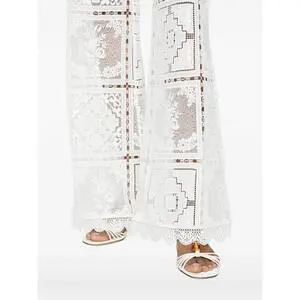 Zimmermann Embroidered Wide-leg Trousers - Cream