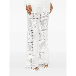 Zimmermann Embroidered Wide-leg Trousers - Cream