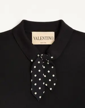 Valentino Garavani Vlogo Signature Knitted Top With Polka Dot Scarf Detail - Black