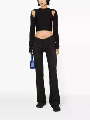 Off-White Scuba Jersey Cut-out Crop Top - Black