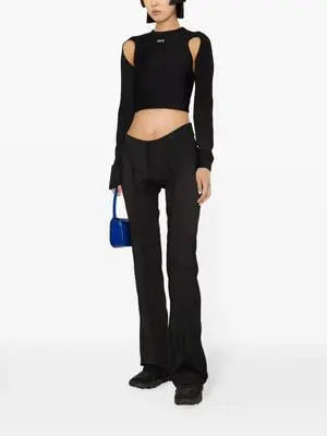 Off-White Scuba Jersey Cut-out Crop Top - Black