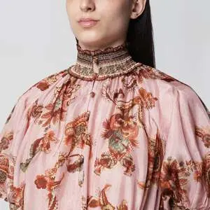 Zimmermann Purple Aster Puff-sleeve Maxi Dress - Multicolor