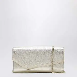 JIMMY CHOO Emmie Clutch In Platinum Ice Brilliance Fabric - Silver