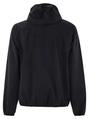 Brunello Cucinelli Membranated Nylon Jacket With Logo And Hood - Blue
