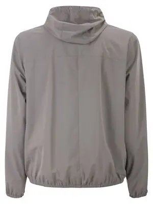 Brunello Cucinelli Membranated Nylon Jacket With Logo And Hood - Gray