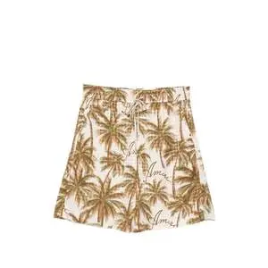 Amiri Palm Tree Print Drawstring Shorts - Cream