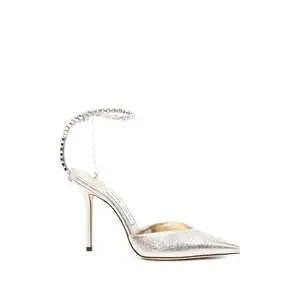 JIMMY CHOO Embellished Pointed Toe Stiletto Heels - Gold