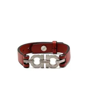 FERRAGAMO Gancini Leather Bracelet - Red