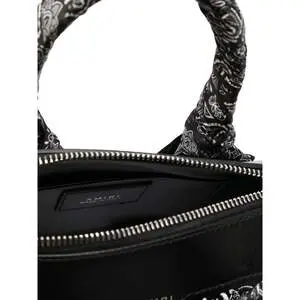 Amiri Leather Bandana Print Top Handle Bag - Black