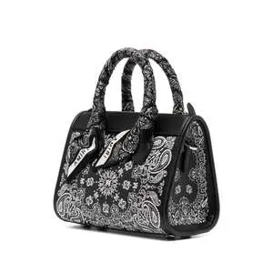 Amiri Leather Bandana Print Top Handle Bag - Black