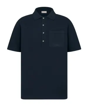 Dior Logo Embroidered Short-sleeved Polo Shirt - Navy Blue