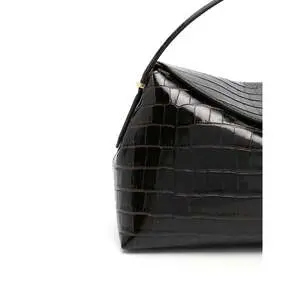 TOTEME Crocodile Embossed Leather Shoulder Bag - Brown