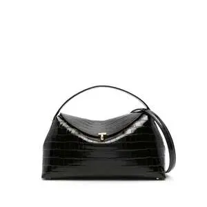 TOTEME Crocodile Embossed Leather Shoulder Bag - Brown