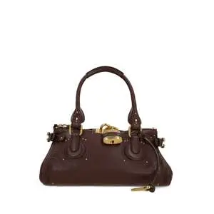 Chloé Padlock Detail Leather Tote - Brown