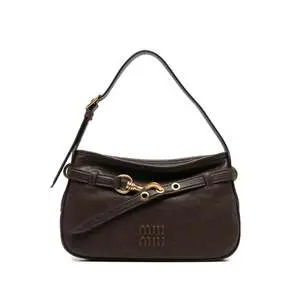Miu Miu Matelassé Effect Lambskin Shoulder Bag With Gold-tone Hardware - Brown