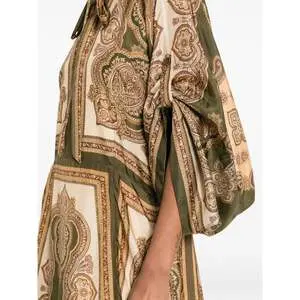 Zimmermann Paisley Print Silk Day Dress - Green