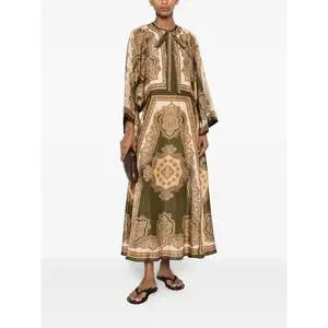 Zimmermann Paisley Print Silk Day Dress - Green