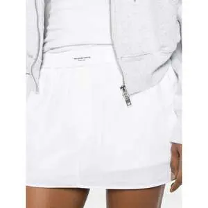 Alexander Wang Cotton Logo Detail Gathered Waist Mini Shorts - White