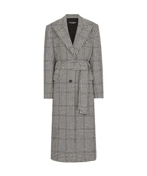 Dolce & Gabbana Checked Single-breasted Coat - Gray