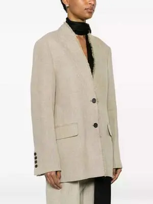 TOTEME Beige Textured Frayed-edge Single-breasted Jacket
