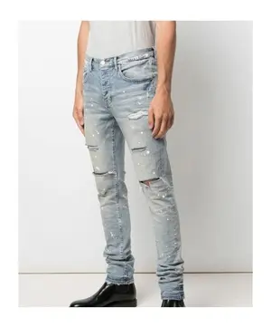PURPLE BRAND Paint Splatter Slim-fit Jeans - Gray