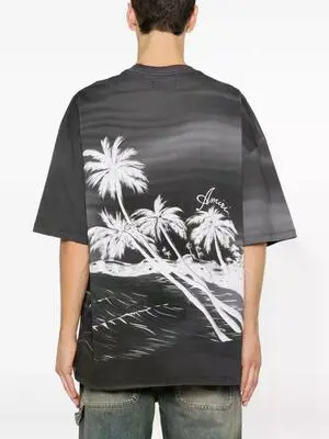 Amiri Palm Tree-print T-shirt - Grey