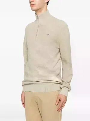 Gant Quarter-zip Logo Embroidered Sweater
