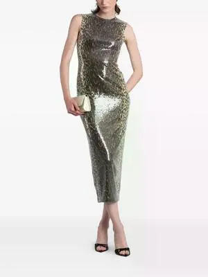 Alex Perry Sequin-embellished Leopard-print Midi Dress - Neutrals