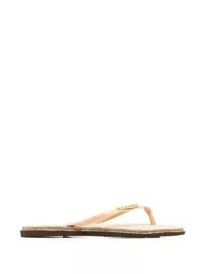 Havaianas Glitter Detail Logo Plaque Flip Flops - Neutrals