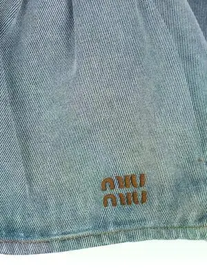 Miu Miu Embroidered Drawstring Mini Skirt
