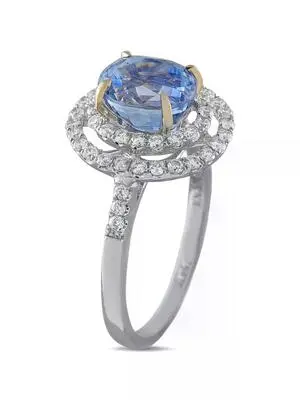 LB EXCLUSIVE Sapphire And Diamond Halo Ring - Silver