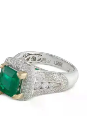 LB EXCLUSIVE Emerald And Diamond Ring In 18k White Gold - Silver