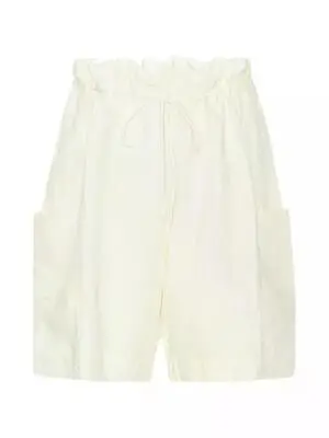 Black Crane Parachute Linen Shorts