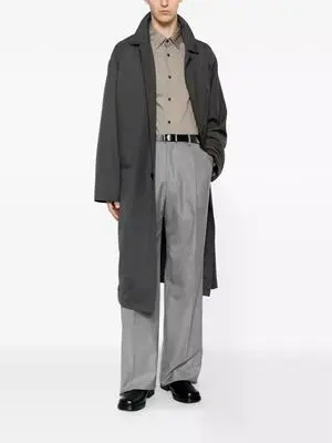 LARDINI Melange Effect Pleated Wide-leg Trousers