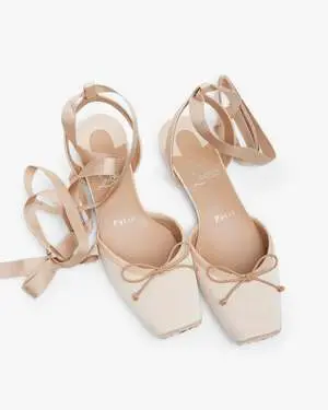 CHRISTIAN LOUBOUTIN Cassia Satin Flats - Beige