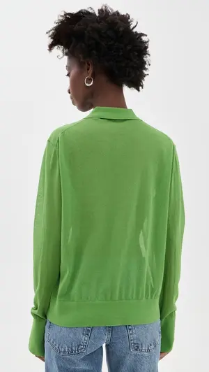 FRAME Collared Fine Knit Cardigan