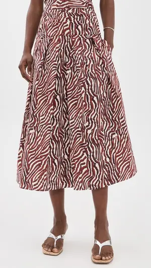 Proenza Schouler White Label Zebra Print Pleated Midi Skirt