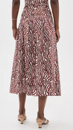Proenza Schouler White Label Zebra Print Pleated Midi Skirt