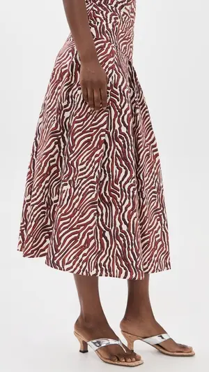 Proenza Schouler White Label Zebra Print Pleated Midi Skirt