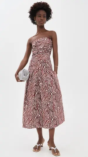 Proenza Schouler White Label Zebra Print Pleated Midi Skirt